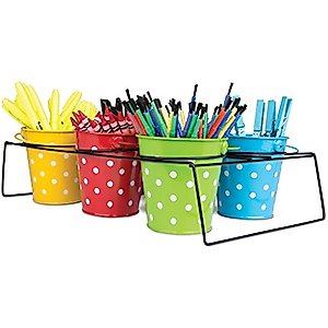 Teacher Created Resources Polka Dot Buckets & Caddy Set, (9487)