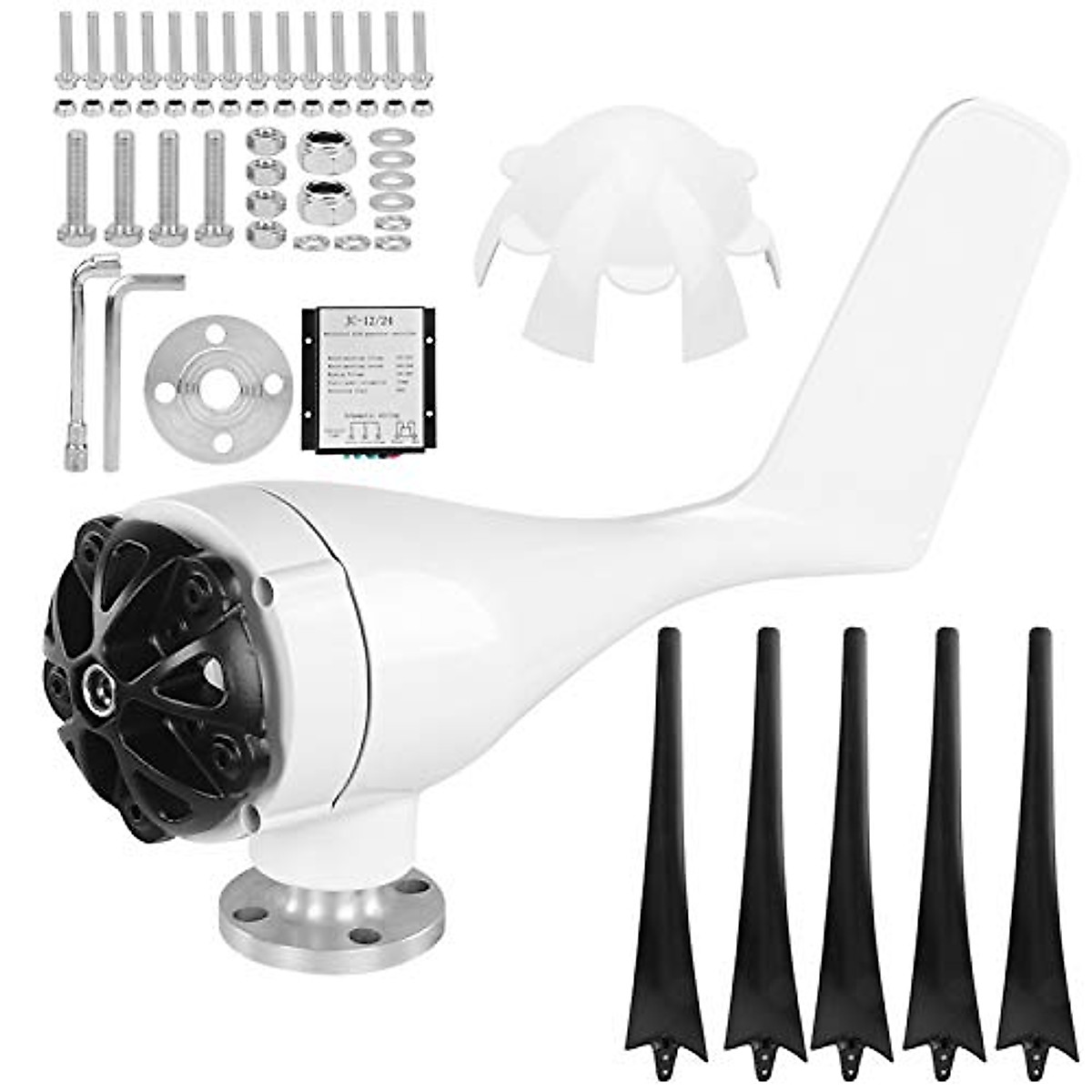 800W Windmill Generator, 5 Blade Small Wind Turbines Kit Industrial Energy Equipment (Black 12V)