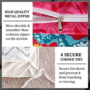 Gafance 3 PCS Indian Style Duvet Cover Queen Set, Exotic Checkered Boho Bedding Set, Soft Comforter Cover with Zipper Closure, Paisley Floral Duvet Cover 90 X 90 inches & 2 Pillow Shams