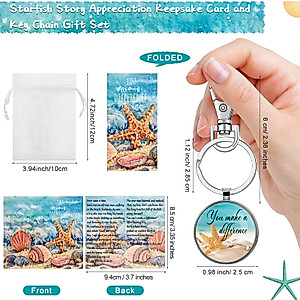 Bucherry 30 Sets Starfish Story Gifts Appreciation Keychains You Make a Difference Cards with Organza Bags for Employee Tech Week Thank You Gifts Coworkers Christmas Party Favors