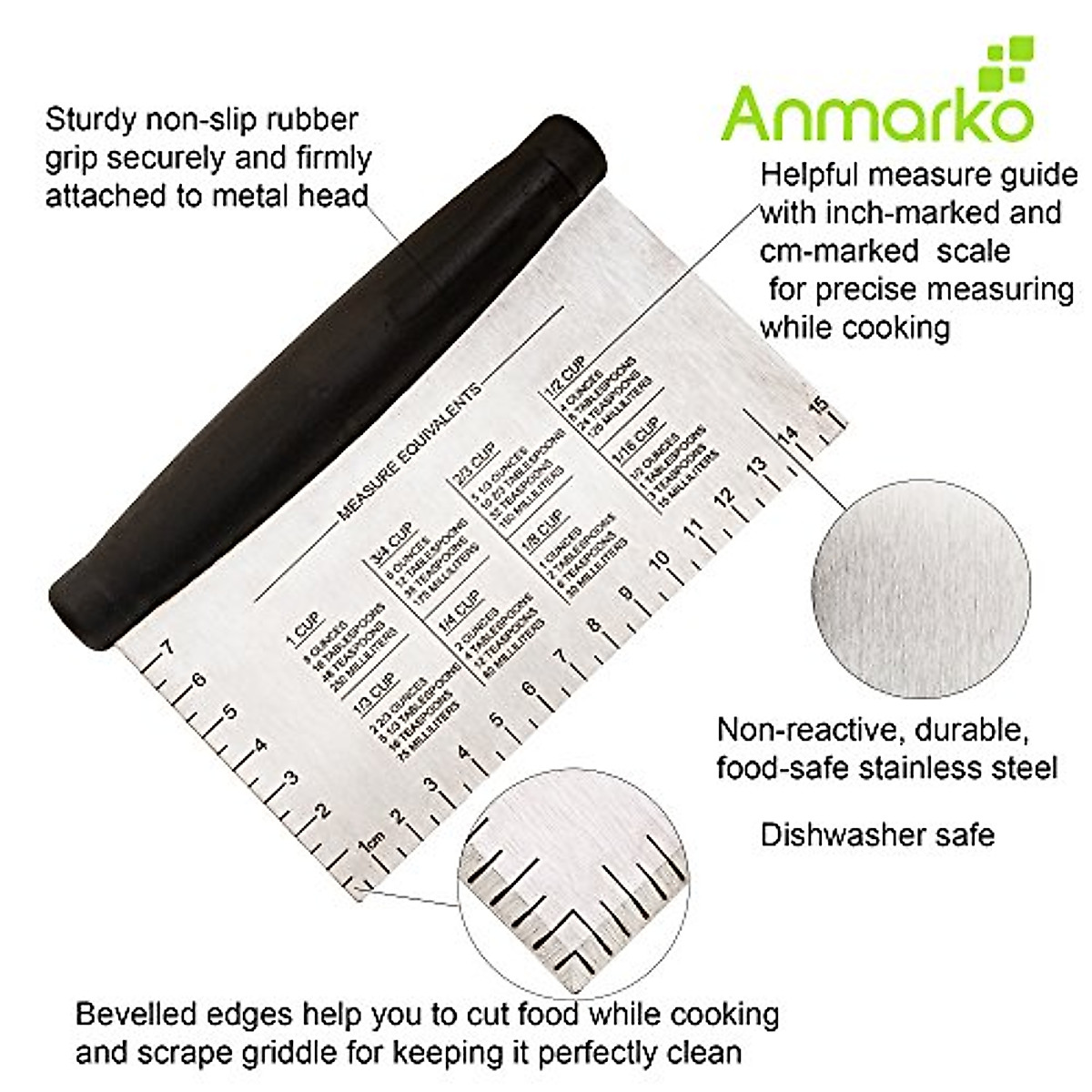 Stainless Steel Metal Griddle Scraper Chopper - Great as Dough Cutter for Bread and Pizza Dough - Multipurpose Kitchen Utensil for Flat Top Griddle - Commercial Quality