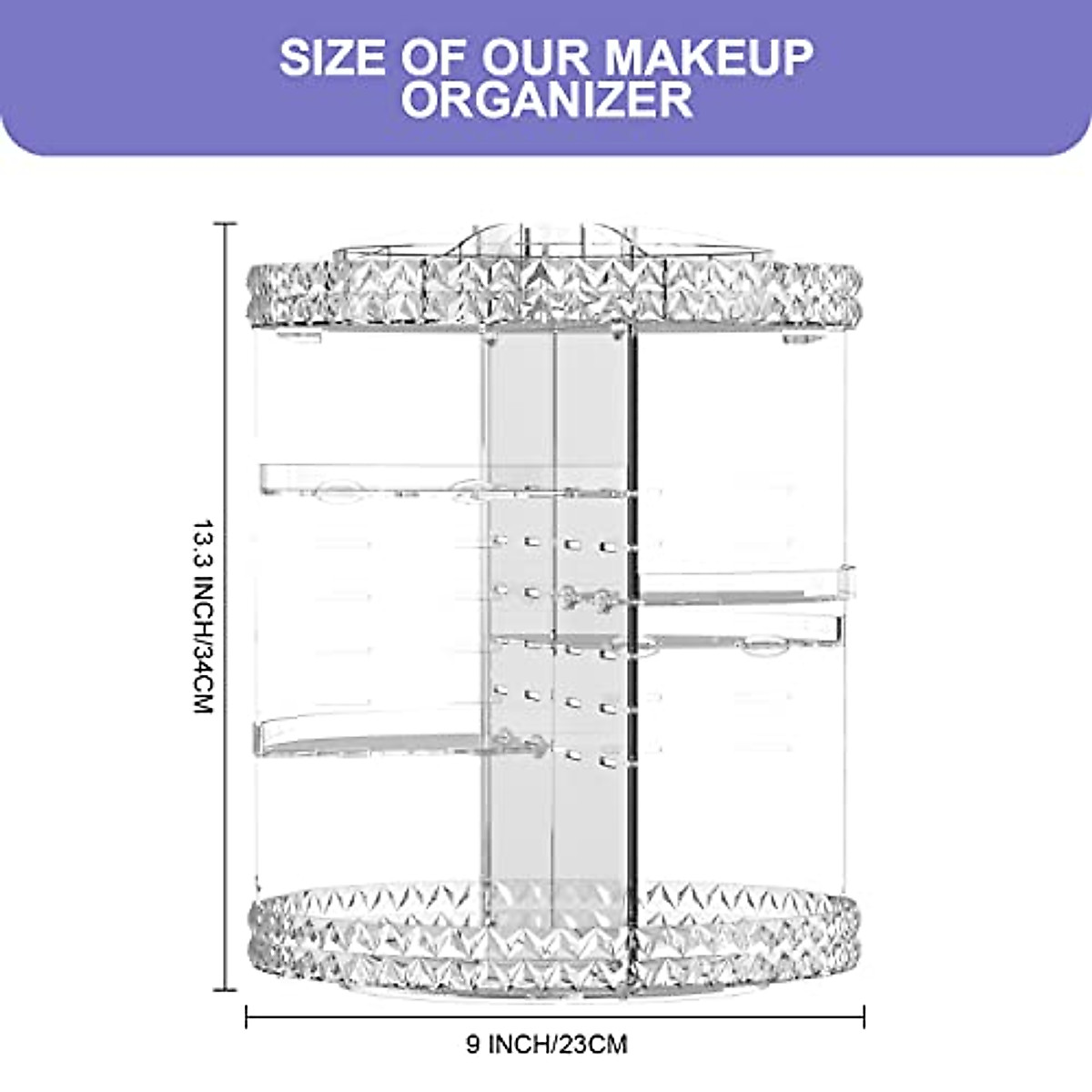 360 Rotating Makeup Organizer Large Capacity Cosmetics Organizer Beauty Organizer Clear Cosmetic Storage Display Case with 8 Layers and Detachable Shelves for Bedroom Dresser