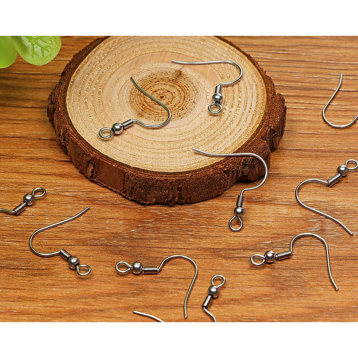 Shapenty Surgical Stainless Steel Ball Coil Fish Earring Hooks Clasp Hypo-allergenic Ear Wire Bead Connector Hooks with Large Loop for DIY Jewelry Finding Making, 50PCS/25Pairs