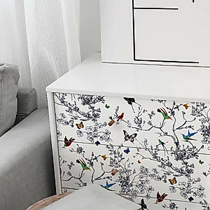 Orainege Peel and Stick Wallpaper Black and White Floral Wallpaper Self Adhesive Removable Wallpaper Floral Contact Paper Mural Wall Decorative 15.7in x118.1in