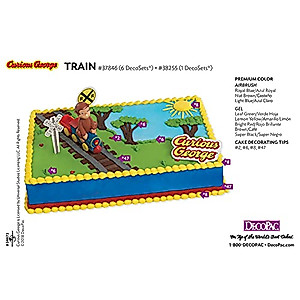 DecoSet® Curious George Train Cake Topper, 4-Piece Set, Keepsake Figures for Hours of Fun, Create an Adorable Birthday Centerpiece