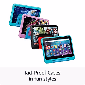 New Amazon Fire HD 8 Kids Pro tablet, ages 6-12. Bright 8" HD screen, includes ad-free content, parental controls, 13-hr battery, slim case for older kids, 32GB, Hello Teal, (2024 release)