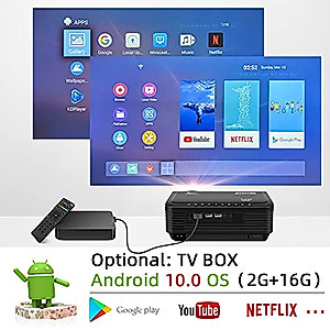 K18 Mini LED 1920x1080 Full HD 1080P Portable Game LCD Projector Enjoy Life, Enjoy Private Theatre (Color : K18 add TV box)