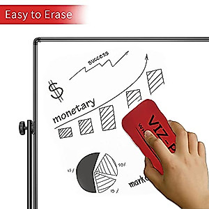 VIZ-PRO Double-Sided Magnetic Mobile Whiteboard, 72 x 36 Inches, Height Adjustable Rolling Dry Erase Board Black with 4 Markers, 6 Magnets, 1 Eraser and 2 Hooks