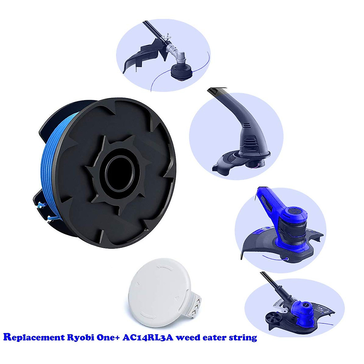 LEIMO KPARTS 0.065 String Trimmer Spool Line for Ryobi One+ AC14RL3A, 0.065" Autofeed Replacement Spools for Ryobi 18V, 24V, and 40V Cordless Trimmers (12 Pack)