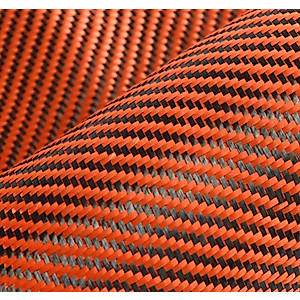 GatherTOOL 1PC Carbon Aramid Fiber Hybrid Fabric Cloth 50cm Width and 100cm Length Orange Twill Weave 190gsm