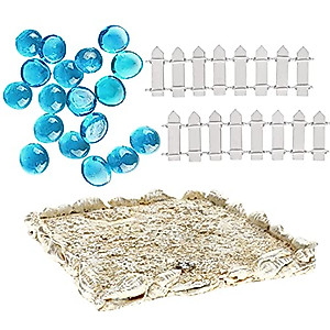 32 Pieces - Mini Fairy Garden Accessories Set Terrarium Kit Miniature Houses and Figurines Garden Decor Outdoor Village Scene Craft Kit (Beach Fairy Garden)