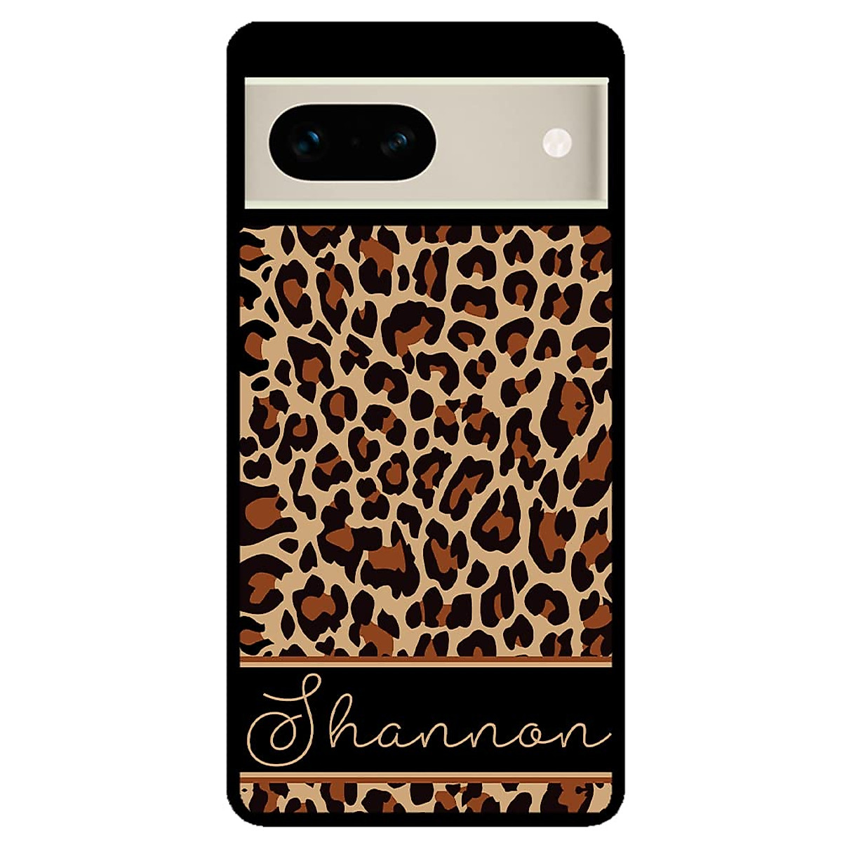 Leopard Animal Skin Personalized Black Rubber Phone Case Compatible With Google Pixel 8 Pro, 8a, 8, 7a, 7, Pixel 7 Pro, 6a, Pixel 6 Pro, 6, 5, 4a 5G, 4a 4G, 4, 4 XL, 3a, 3a XL, 3, 3 XL, 2 XL, 2