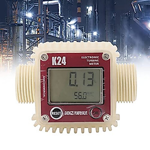 Honio Digital Fuel Flow Meter, Digital Turbine Flow Meter Modular Design Large LCD Display G1 Female Thread for Gasoline for Kerosene
