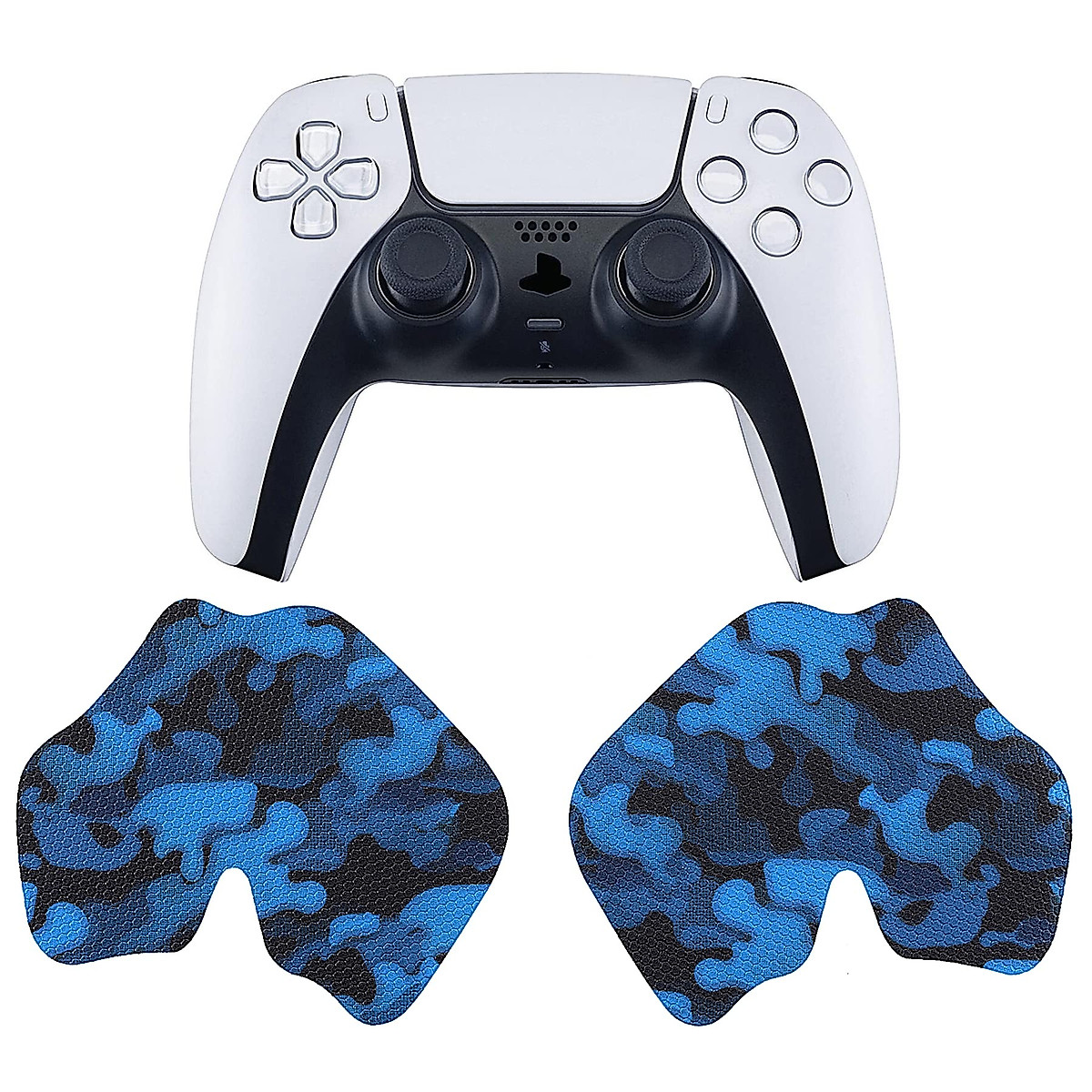 PlayVital Anti-Skid Sweat-Absorbent Controller Grip for PS5 Controller, Professional Textured Soft Rubber Pads Handle Grips for PS5 Controller - Black Blue Camouflage