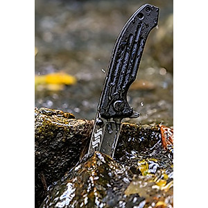 Kuuma 51910 Spring Assisted Knife (Fine Edge,4.5"), Black,One Size