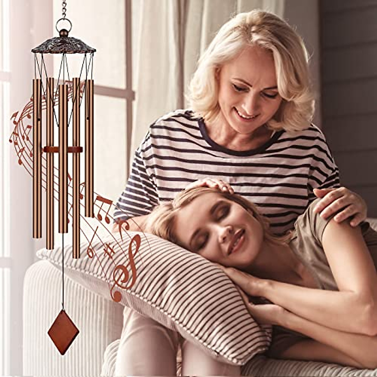 CREATIVE DESIGN Wind Chimes Outdoor with 5 Aluminum Ally Tubes Metal Sympathy Wind Chimes for Loss of a Loved one Memorial, Patio, Porch, Garden, and Backyard (38 Inch)