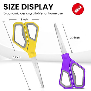 8" Multipurpose Scissors Bulk 18-Pack, Right/Left Handed Comfort-Grip Handles Ultra Sharp Blade Shears Sturdy Sharp Scissors for Office Home School Sewing Fabric Craft Supplies…