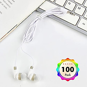 CN-Outlet Wholesale Bulk Earbuds Headphones Individually Bagged 100 Pack for iPhone, Android, MP3 Player White