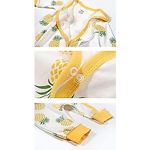 Teach Leanbh Baby Boys Girls 2 Pack Footless Pajamas Cotton Long Sleeve Stripes Printing Side Snap Romper Jumpsuit 3-24 Months (12-18 Months, Navy/Star)