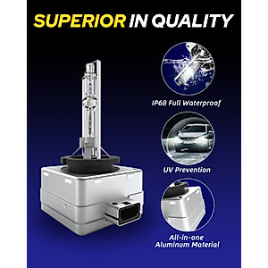 AUTOONE 2024 Upgraded D3S D3R HID Headlight Bulb, 300% Brighter Lightness, 6000K White 66340 42403 42302 35W Xenon Headlight Bulbs, Super Bright D3S HID Bulbs Original Replacement, Easy installation