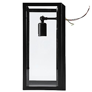 Tbest Vintage Style Wall Lantern Lamp Holder, Rectangular Wall Lantern Holder Metal Frame Glass Body Indoor Outdoor Home Garden Decoration No Light Source Black,14.17x7x6.42inch