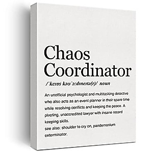 LEXSIVO Chaos Coordinator Definition Print Canvas Wall Art Home Office Decor Modern Minimalist Painting 12x15 Canvas Poster Framed Ready to Hang Funny Staff Pretty Gift