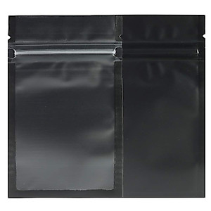 QQ Studio Pack of 100 Translucent Front Matte Black Poly Plastic Zip Top Bags (2.8oz (5" x 7"), Flat Pouch)