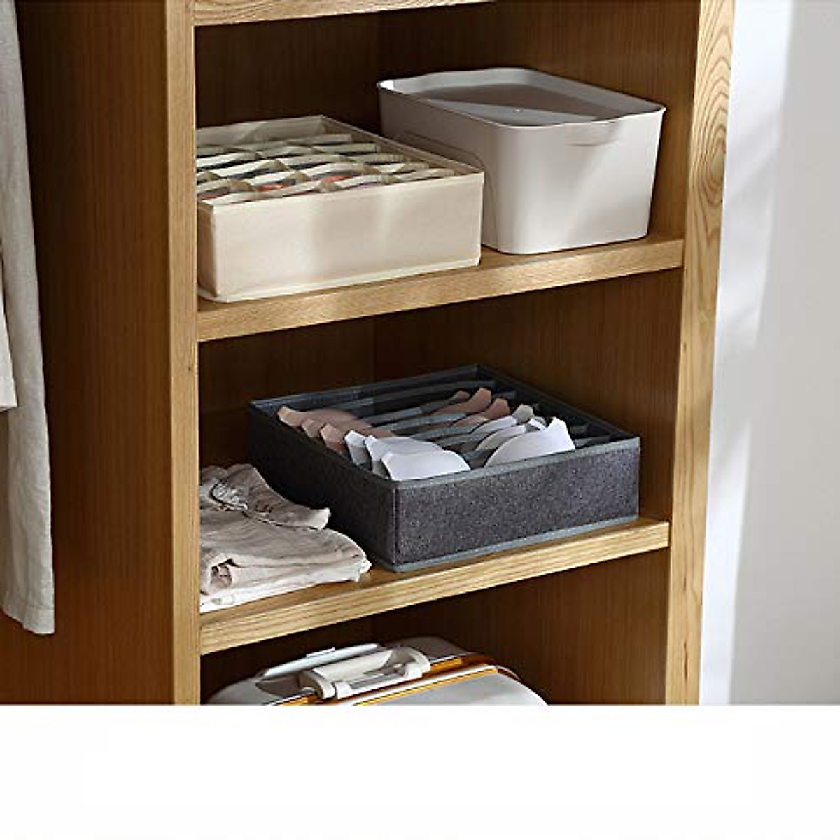 Bras socks drawer organizer, washable lingerie storage box,closet underwear organizer. (Pink, 7 Grids)