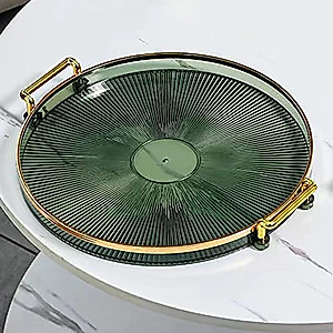 Luxury Serving Tray, with Handles Cosmetic Perfume Makeup Display Multifunction Decorative Decorative Tray, Jewelry Tray for Living Room, Green