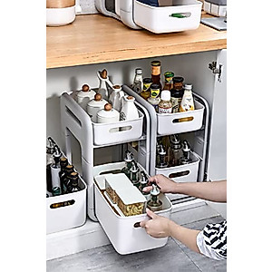 Leirsdam Double Layer Sliding Shelf, Large Capacity Shelf Under Sink Organizer Office Bathroom Cabinet Multifunctional Shelf(No wheels)