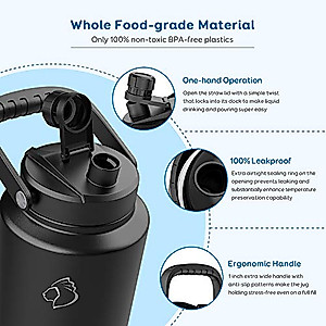 Spout Lid for BUZIO 128oz/84oz Stainless Steel Gallon Jug Only, Replacement Twist Lid of 4.33” Diameter For BUZIO Insulated Gallon Jug with Big Wide Handle, Easy to Carry, Leak- Proof BPA-Free