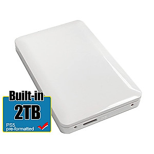 Avolusion HD250U3-Z1-PRO-WH 2TB USB 3.0 Portable External Gaming PS5 Hard Drive - White (for PS5 / PS4, Pre-Formatted) - 2 Year Warranty
