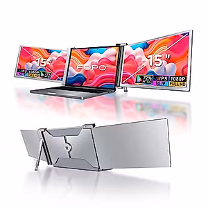 FOPO 15" Laptop Monitor Extender, Triple Monitor for 15-17.3" Laptop,1080P FHD Tri-Screen Monitor Extender with HDMI, Plug & Play, Compatible with Windows, Mac, Support Laptop/Xbox/Switch - S17