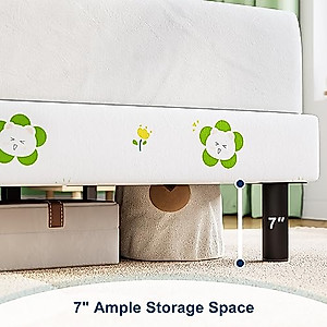 Molblly Twin Bed Frame Upholstered Platform with Velvet Headboard and Strong Wooden Slats, Non-Slip,No Box Spring Needed, Easy Assembly,White Green