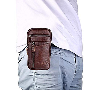 KRONDO Men's Leather Handbag Bag Small Crossbody Shoulder Bags Phone Wallet Satchel Pocket Camping Casual Daypack-Black