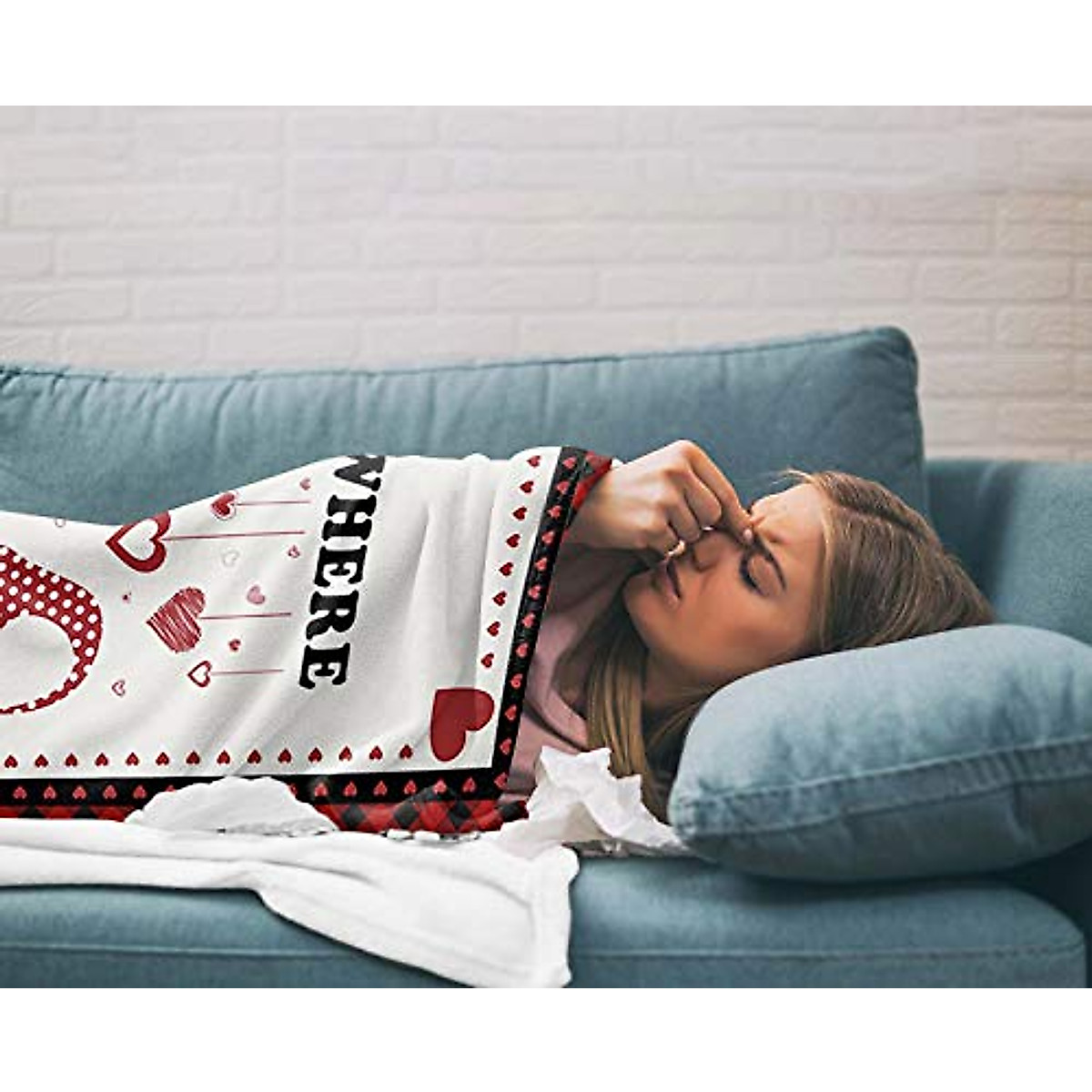SUN-Shine Luxury Fleece Throw Blankets, Mother's Day Gnomes with Love Quotes Fuzzy Flannel Throws Super Soft Cozy Warm Blanket for Home Couch Sofa Bed Chair Red Black Buffalo Plaid
