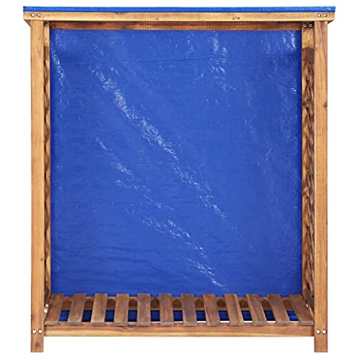 vidaXL Solid Acacia Wood Firewood Storage Shed Outdoor Garden Log Timber Cabin Storage House Shelter Carrier 41.3"x15"x45.3"