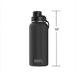 Roosevelt Supply Co. 32 oz Insulated Water Bottle with Chug Lid - Reusable Leak Proof Stainless Steel Water Bottles, Double Wall Vacuum Insulation | 24 Hours Cold and 12 Hours Hot