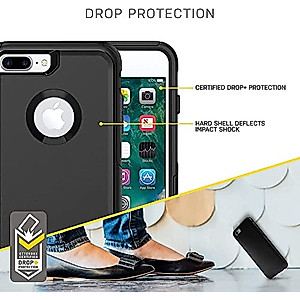 OtterBox Commuter Series Case for iPhone 8 Plus & iPhone 7 Plus (ONLY) - (Not Compatible with Other iPhone 7/8 Models) - with Screen Protector - Bundle Packaging - Ballet Way (Pink Salt/Blush)