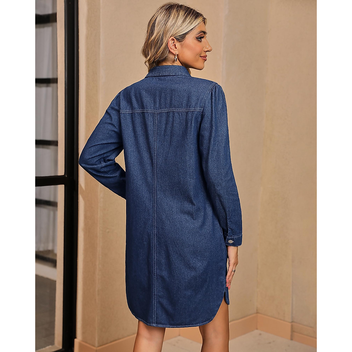 luvamia Spring Denim Dresses for Women 2024 Casual Blue Jean Dresses Denim Tunic Dress for Women Summer Casual Winter New Years Eve Dresses for Women Size Large Size 12 14