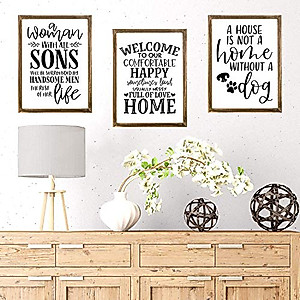 Framed Wall Decor Gift For Mom,Mother's Day Wall Art Sign with Quotes Sayings - A Woman with All Sons Will Be Surrounded by Handsome Men The Rest of Her Life 12" x 16"