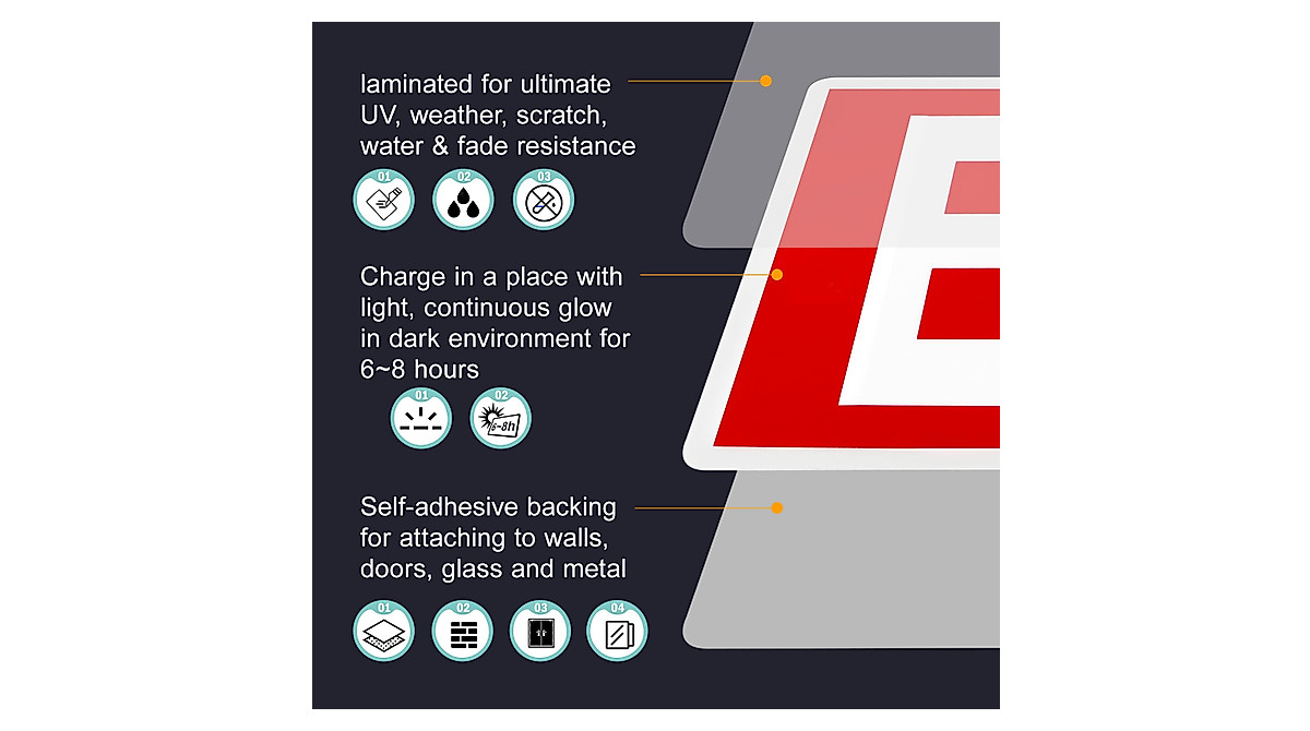 Glow In The Dark EXIT Signs - 4 Pack for Safety