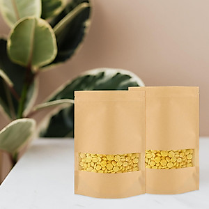 SHEUTSAN 200 Pack 4 x 6 Inch Kraft Zip Lock Pouch with Window, Brown Stand Up Pouches Bags, Resealable Bag for Dry Food, Snack