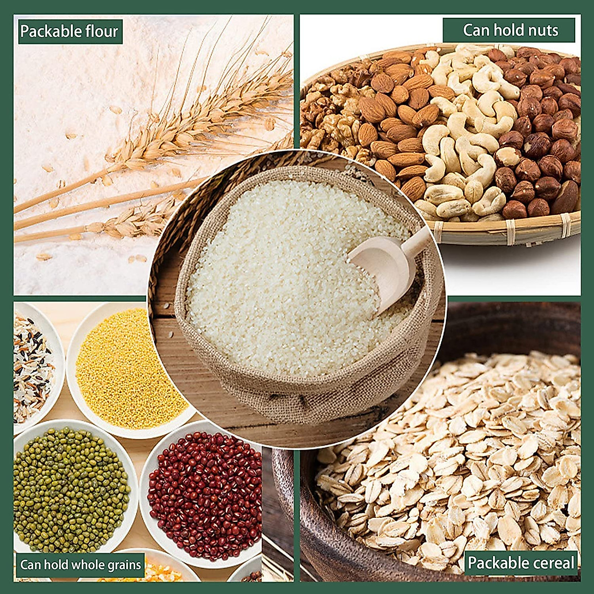 FETNHU Grain Moisture-Proof Sealed Bag, 5-10pcs Resealable Clear Cereal Containers Storage,Stand Up Sealed Odor-Resistant Packaging Bags, Food Storage Containers (3 L,5PCS)