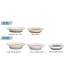 2 pack Small Storage Baskets, Desk Basket for Jewellery&Keys, Cute Rope Baskets, Small Basket Home Storage, Small Table Basket, Organizers and Storage, Small Woven Basket,(Camel & White - Hemp Rope)