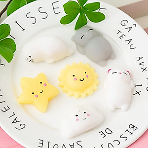 Mochi Squishy Toys 20PCS Party Favors for Kids Cat Dolphin Squishy Squeeze Stress Relief Toys Mini Mochi Kawaii Animal Party Novelty Toys Boy Girl Birthday Gift Random