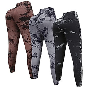 OVESPORT 3 Pack Tie Dye Seamless High Waisted Workout Leggings for Women Scrunch Butt Lifting Yoga Gym Athletic Pants