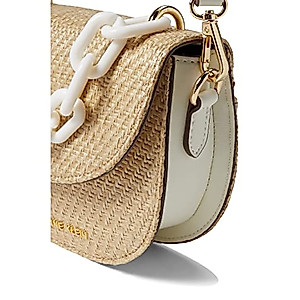 Anne Klein Mini Convertible Shoulder Bag with Resin Chain, Straw Weave/Anne White/Anne White