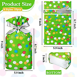 Capoda 50 Pcs Colorful Gift Bags Plastic Drawstring Bags 6 x 9 Inch Polka Dots Goodie Bags Reusable Star Party Favor Candy Bags for Birthday Baby Shower Pride Day Wedding Party Supplies