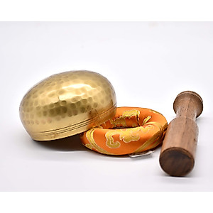 Hand beaten Tibetan Singing Bowl gift set - Yoga Chime - Meditation Bowls- Tibetan Bell - Handcrafted in Nepal - Free Mallet cushion